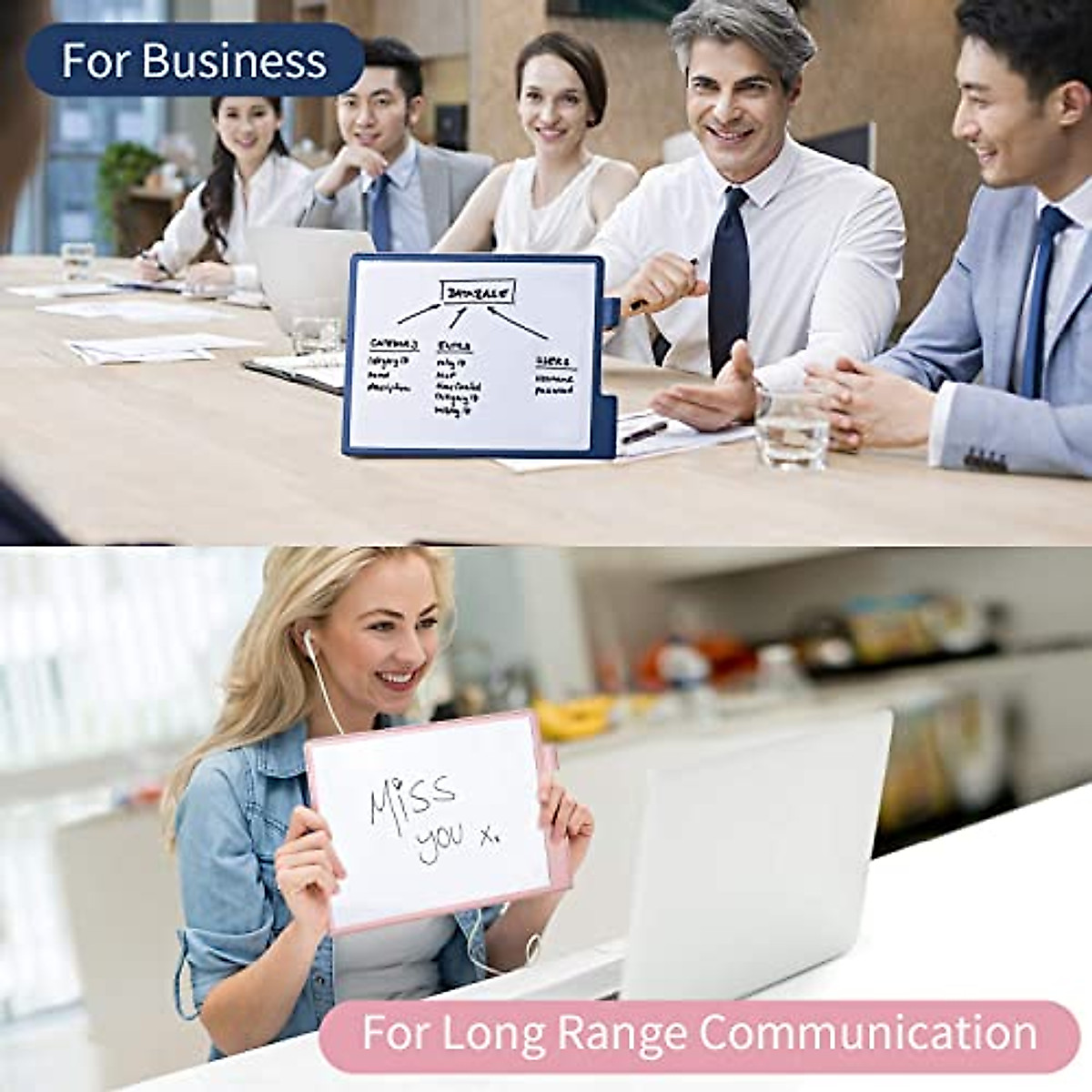 CRCHOM Small White Board Dry Erase Board A4 Magnetic Desktop Whiteboard 8" x 12" Portable Whiteboard Easel with Stand Pink PU Cover Case for Kids, Adult, Office, Home, School