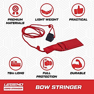 LEGEND Cord Bow Stringer - Traditional Limbsaver Stringing Tool for Recurve Bows & Longbows - Must-Have Archery Accessories & Equipment - Heavy Duty Nylon Bowstring Tools with No-Slip Pad for Safety