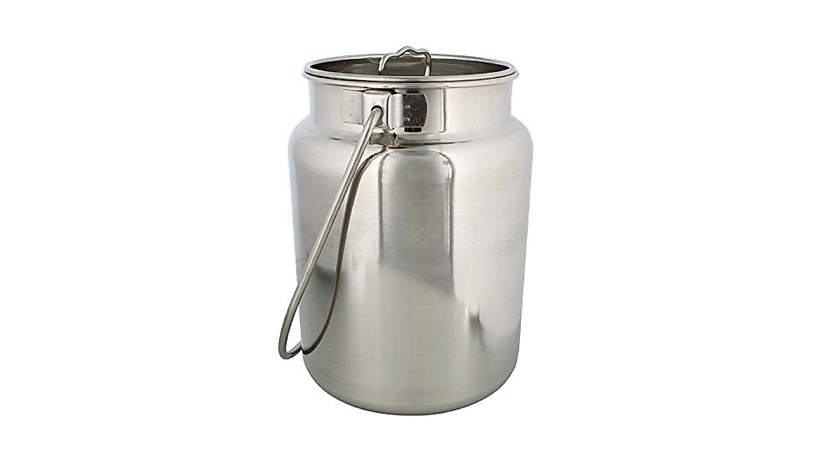 Rural365 1 Gal Metal Milk Jug - Stainless Steel Farmhouse Decor