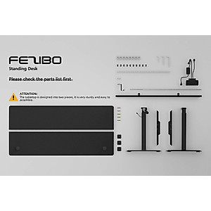 FEZIBO Electric Standing Desk with Drawer, 55 x 24 inches Splice Board | Anti Fatigue Mat Wooden Wobble Balance Board (Medium, Obsidian Black)