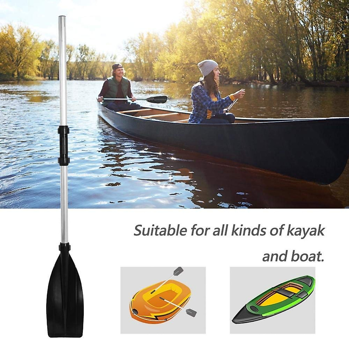 Bending Branches Kayak Paddle,Kayak Paddles 2 Pack Boat Oars Lightweight Kayak Paddle Aluminum Alloy Boat Paddle Detachable Kayak Oars
