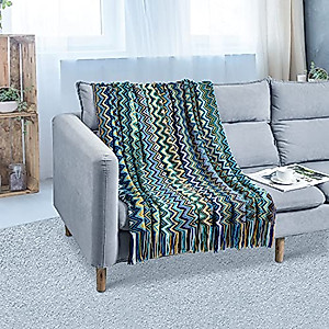 Cozary Woven Throw Blanket Reversible Cotton Bohemian, Tapestry Outdoor Knitted Tassel Blankets,Soft Cozy Lightweight Couch Decorative afghans Throw Blankets, Bed, Sofa,50 * 60 inches