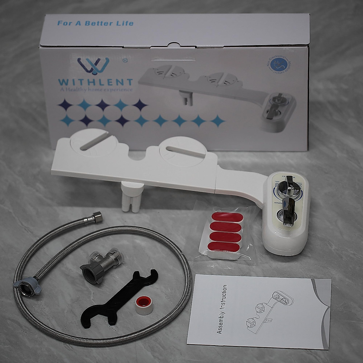 Left Hand Bidet Attachment for Toilet - Self-Cleaning control panel on left side Dual Nozzle (Frontal & Rear Wash) Non-Electric Adjustable Water Pressure, Water Bidet Toilet Seat Attachment