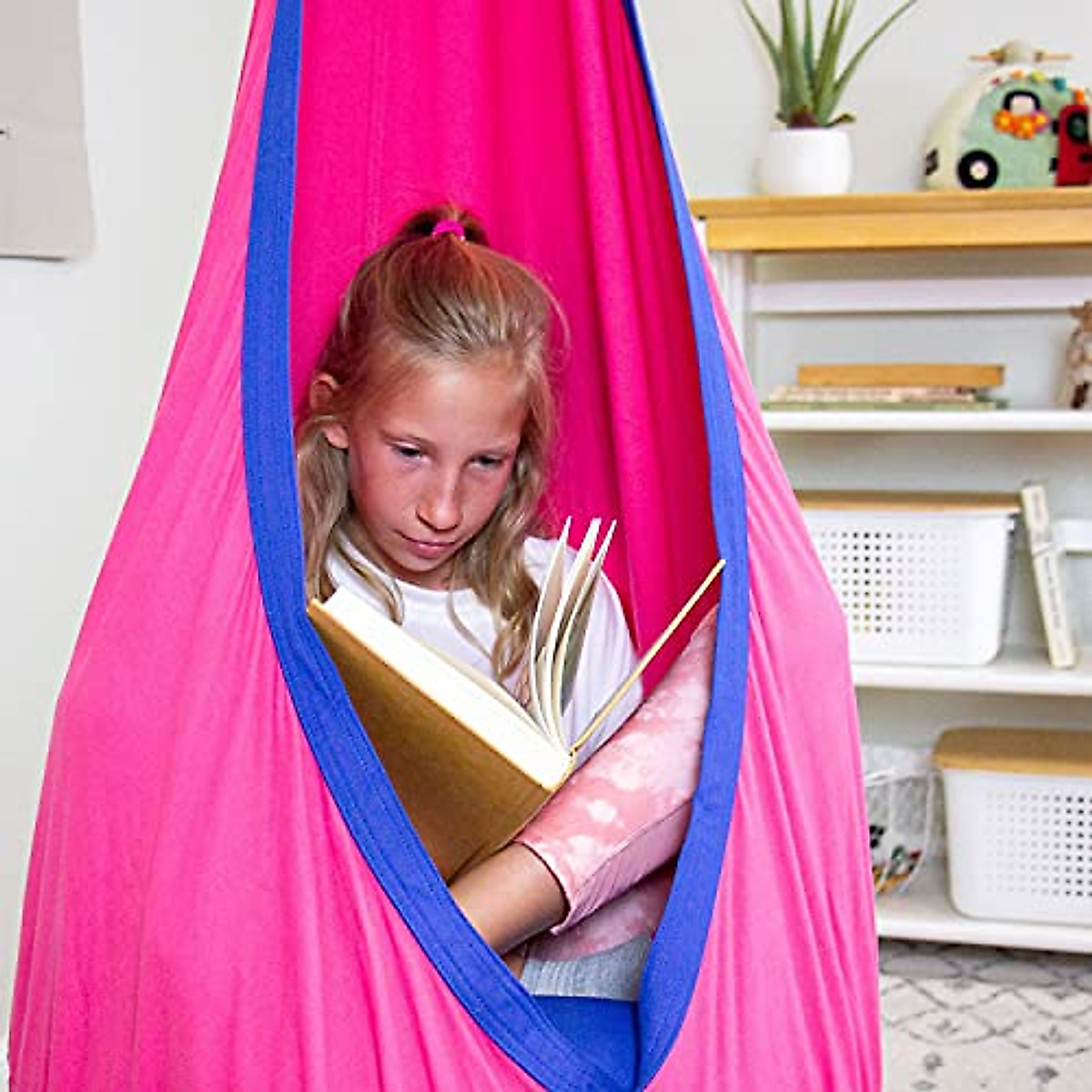 Harkla Sensory Kids Pod Swing - Calming Kids Indoor Therapy Swing Helps with Autism, Anxiety, ADHD & SPD | Kids Hanging Chair Includes All Hardware | Perfect for Sensory Room & Treehouse Swing