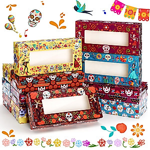 12 Pcs Day of The Dead Cookie Boxes with Window, Bakery Box, 12 x 5.5 x 2.5 Inches Skull Sombrero Cupcake Boxes Pastry Box Dessert Boxes for Halloween Mexican Themed Party Decoration Supplies