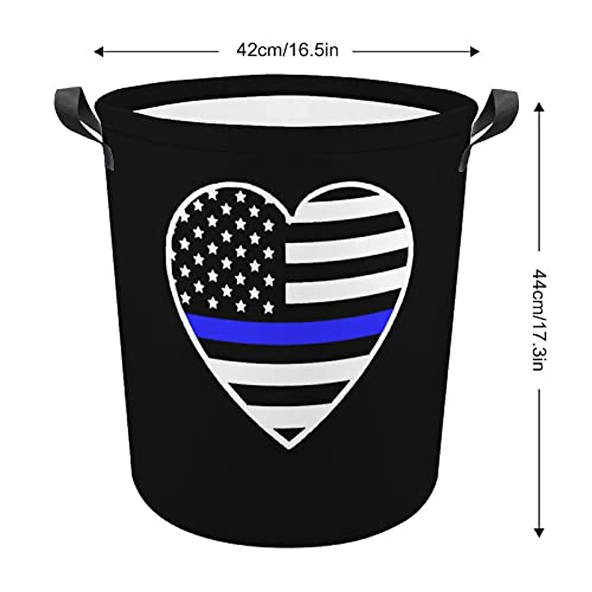 Police Thin Blue Line American Flag Large Laundry Basket Hamper Bag Washing with Handles for College Dorm Portable