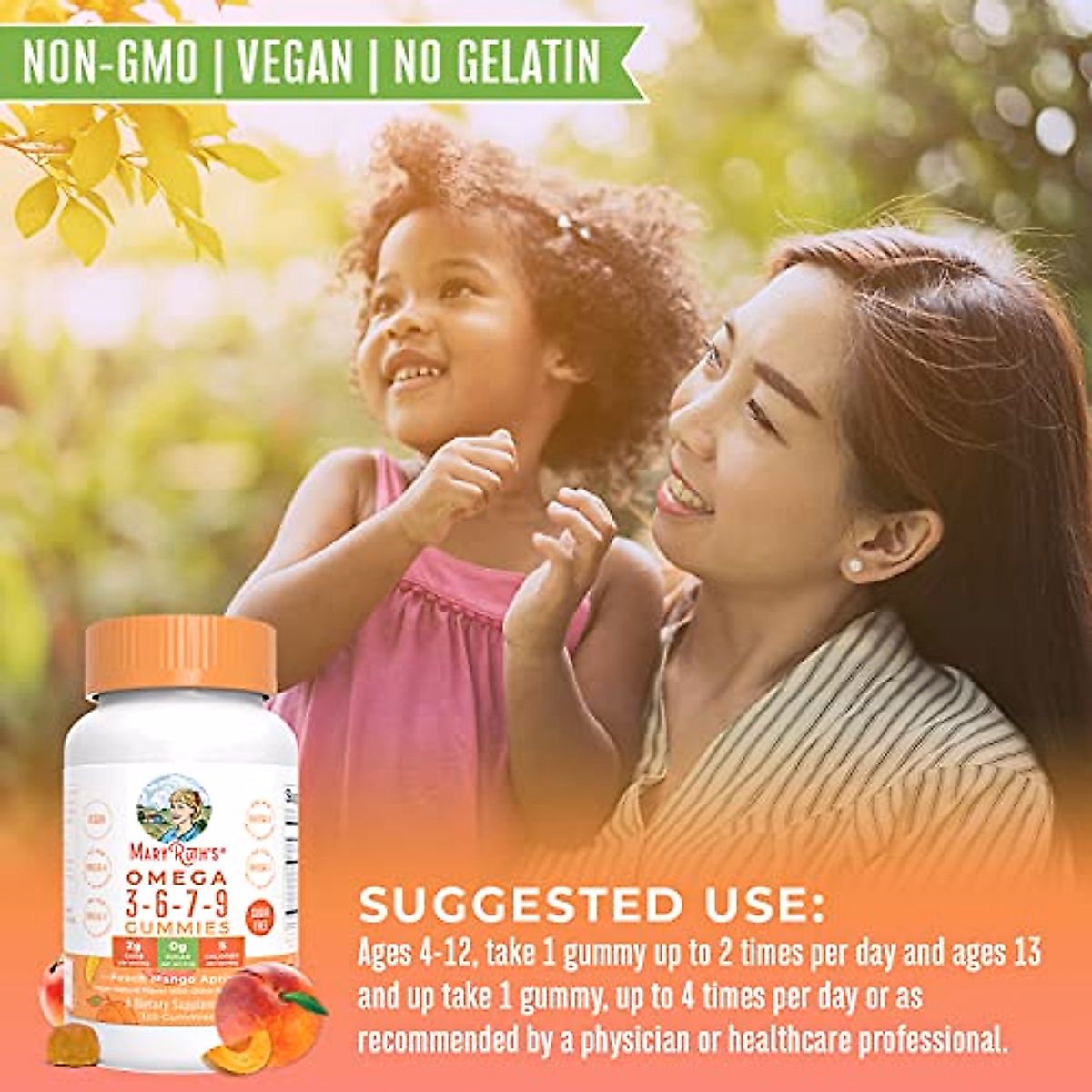 Vegan Omega 3 6 7 9 Gummies by MaryRuth's | Up to 4 Month Supply | Sugar Free | Omega 3 Supplement with Flaxseed Oil | Omega 3 Gummies for Heart Support | No Fish Taste | 120 Count