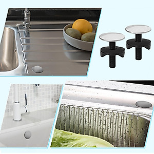 2 Pack Stainless Steel Kitchen Faucet Sink Hole Cover Kitchen Faucet Sink Plug Black Countertop Hole Cover Stainless Sink Plugs Caps for Top Holes