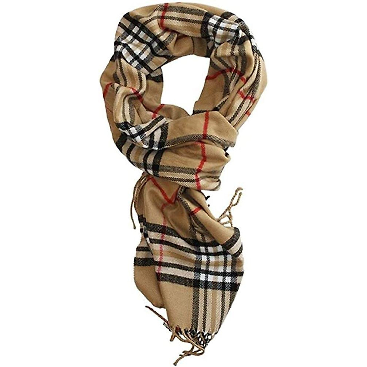 Classic Cashmere Feel Winter Scarf Super Soft Collection (CAMEL PLAID)