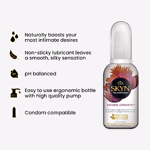 SKYN Natural Chemistry Lubricant – 2.7 fl. oz – pH-Balanced, Water-Based Lube Infused with Natural Moisturizer​