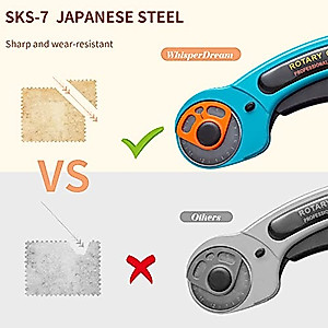 WhisperDream 60mm Rotary Cutter Blades - 10 Pack Replacement Blades - Sharper Blades Have Better Cutting Effect, Great for Sewing, Quilting Supplies, Fabric and Crafts (Round Hole-60mm)