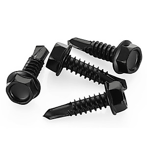 #8 x 3/4" Hex Washer Head Self Drilling Screws Black Finish, 410 Stainless Steel, 100 PCS