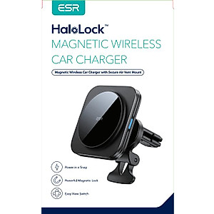 ESR for MagSafe Car Mount Charger, 15W Magnetic Wireless Car Charger, for MagSafe Car Charger, Air Vent Phone Holder for iPhone 16/15/14/13/12, Galaxy S25/S25 Ultra, with 36W QC 3.0 Fast Car Charger