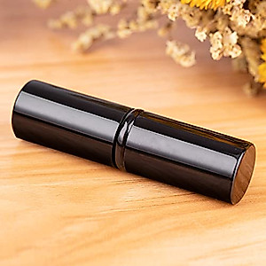 RN BEAUTY Retractable Kabuki Brushes Foundation Brush Powder Brush Blush Brush Extensible Makeup Brush Face Blender Brush Professional Mineral Blending Buffing Concealer Brush Aluminum Case Portable With Cover (Round Top, Black)