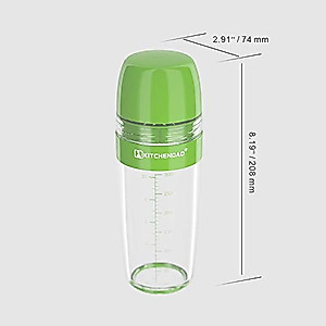 2 in 1 Salad Dressing Shaker Container with Citrus Juicer, Dripless Pour, Leak-free, Soft Grip, Dishwasher Safe, BPA Free, Homemade Salad Dressing Bottle Mixer Measure, 350ml (1-1/2 Cups)