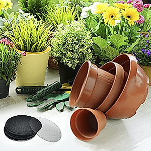 Grandisk 100 PCS Flower Pot Hole Mesh Pad 4 Inch Round Drainage Hole Screens Garden Plant Bonsai Pot Bottom Grid Mat Plastic Mesh Screen Breathable Gasket for Prevent Soil Loss (4 x 4 inch), Black
