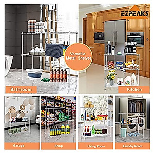 EZPEAKS Chrome 3-Shelf Shelving Unit with 3-Shelf Liners, Adjustable Rack, Steel Wire Shelves, Shelving Units and Storage for Kitchen and Garage (36W x 16D x 36H)