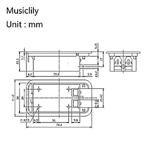 Musiclily Pro Active Guitar Bass 9-Volt Battery Box Case Holder Compartment Cover, Black