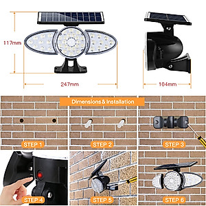 Led Solar Spotlight Home Garden Lighting Street Light Outdoor Human Body Induction Waterproof Wall Light from Dusk to Dawn, Suitable for Garden/Fence/Ditch, 2 Pieces