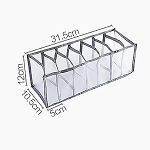 OFMWBN Underwear Organizer Drawer Divider, Underwear Bra Socks Panty Storage Boxes, 6/7/11 Cell Collapsible Closet Cabinet Storage Boxes, Bra Organizer, Home Dormitory Organization (Black/7 Cell)