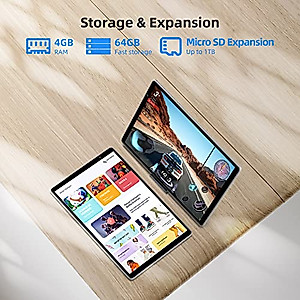 TECLAST 10.1 inch Tablets Android 12, 4GB RAM+64GB ROM(TF 1TB), P25T Wi-Fi 6 Android Tablet, 2.4G/5G WiFi, 1.8Ghz Quad-core CPU, 800x1280 IPS, Bluetooth 5.0, Dual Cameras, 6000 mAh, Stereo, Type-C