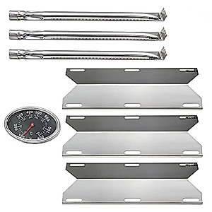 Hisencn Repair Kit Replacement for Charmglow Home Depot 3 Burner 720-0230, 720-0036-HD-05 Gas Grill Models, Stainless Steel Grill Burner Tube, Heat Plates Tent Shield, Burner Cover