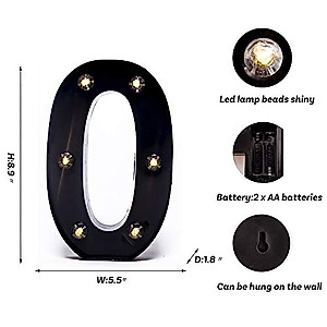 Foaky Black LED Marquee Number Lights Sign Light Up Marquee Number Lights Sign for Night Light Wedding Birthday Party Battery Powered Christmas Lamp Home Bar Decoration