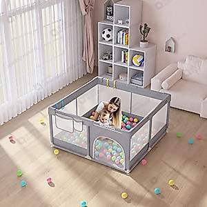 SUPFOO Baby Playpen,Playpen for Babies and Toddlers Thickened Sponges Ensure Safety,Play Yard for Baby with Storage Bag & Anti-Slip Base,Sturdy Safety Kids Activity Center (Size 47"x47"x27")