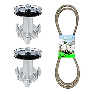 130794 Spindles Rebuild Kit for Craftsman Poulan Husqvarna Included 2 Spindles 532130794, 2 Pulleys 129861 153535 21546127, 95 1/2" Deck Belt 21547027 21547082 144959