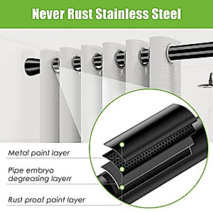 AIZESI Spring Tension Curtain Rods 28 to 48 Inch Black Shower Rod Tension Rods Never Rust Non-slip Shower Curtain Rod Tension No Drill Adjustable Curtain Rods Spring Tension Rod for Window or Shower