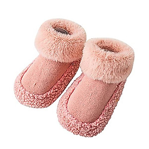 Infant Toddle Footwear Winter Toddler Shoes Soft Bottom Indoor Non Slip Fleece Warm Floor Socks Shoes Boys Casual Boots Size 4 (Watermelon Red, 0-6 Months)