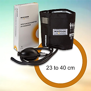 McKesson LUMEON Blood Pressure Cuff and Bulb, Black, Adult Medium, 23 cm to 40 cm, 1 Count