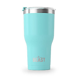 Beast 30 oz Tumbler Stainless Steel Vacuum Insulated Coffee Ice Cup Double Wall Travel Flask (Aquamarine Blue)