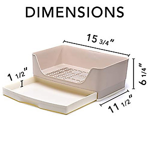 CALPALMY Large Rabbit Litter Box (16" x 11.8" x 6.3") with 4 Bonus Ultra Absorbent Pet Toilet Training Pads - Easy to Clean Rabbit and Guinea Pig Litter Box with Litter Drawer and Free No-Leak Pads