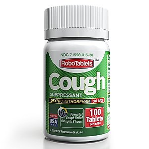 RoboTablets Cough Suppressant, Dextromethorphan 30mg, 100 Doses, 100 Tablets, 5mm Diameter Tablets for Cough Relief