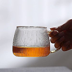 15 Oz Glass Coffee Mugs Set of 2,Glass Coffee Cups with Lids and Spoon,Clear Coffee Mug for Hot Beverages and Cold,Ice Coffee,Tea,Cereal, Milk,Cappuccino,Latte,Dishwasher and Microwave Safe.