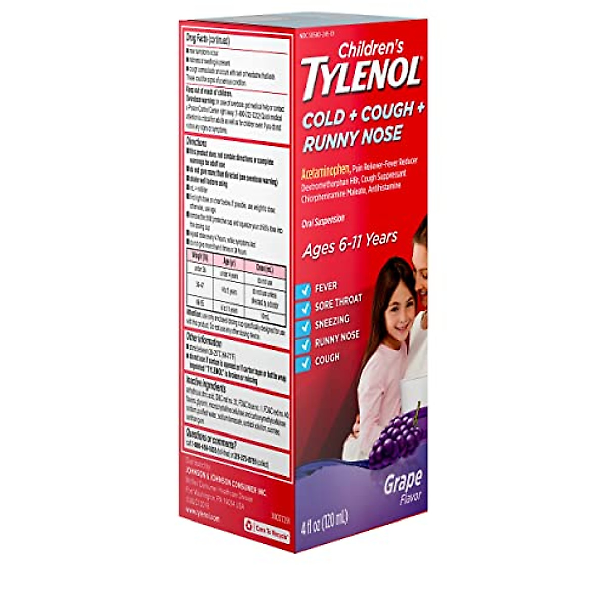 Tylenol Children's Cold + Cough + Runny Nose Oral Suspension, Grape, 4 Fl. Oz