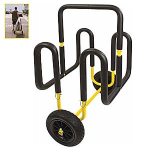 Suspenz Double SUP Transport Cart with Airless Wheels, Carrier/Trolley for 2 Stand Up Paddle Boards & Surfboards, Yellow (22-9934)