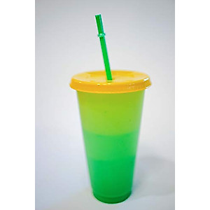 Color Changing Cups: 24oz Cold Cups - 5 Reusable Cups, Lids and Straws - Stocking Stuffers - Christmas Present, Set of 5, …