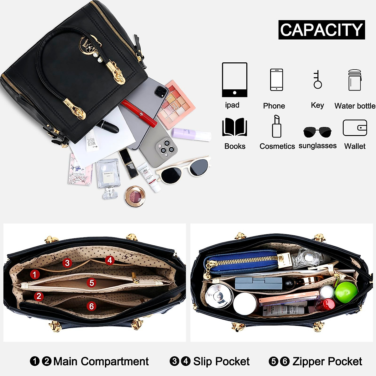 KKXIU Trendy Women Satchel Purses and Handbags Vegan Leather Top Handle Shoulder Crossbody Bag (Brown-A)