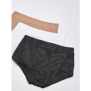 Warner's womens Blissful Benefits No Muffin 3 Pack Panty Briefs, White/Toasted Almond/Black Pin Dot Print, Medium US