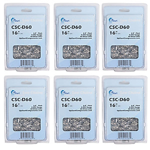 UpStart Components 6-Pack 16-Inch Chainsaw Chain Replacement for Husqvarna 261 - (16", 3/8".050", 60 Drive Links)