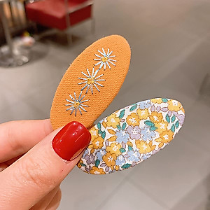 12 Pcs Hair Clips Snap Clips No Slip Fabric Flower Patterns Barrettes Hair Pins Accessories for Girls Women Kids