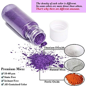 SEISSO 32 Colors Mica Powder, Mica Pigments Shimmery Powder in Jars, Epoxy Resin for Bath Bomb, Lip Gloss, Soap Making Supplies Powder Pigments for Slime, Acrylic Paints Set(5g/0.18oz Each Color)
