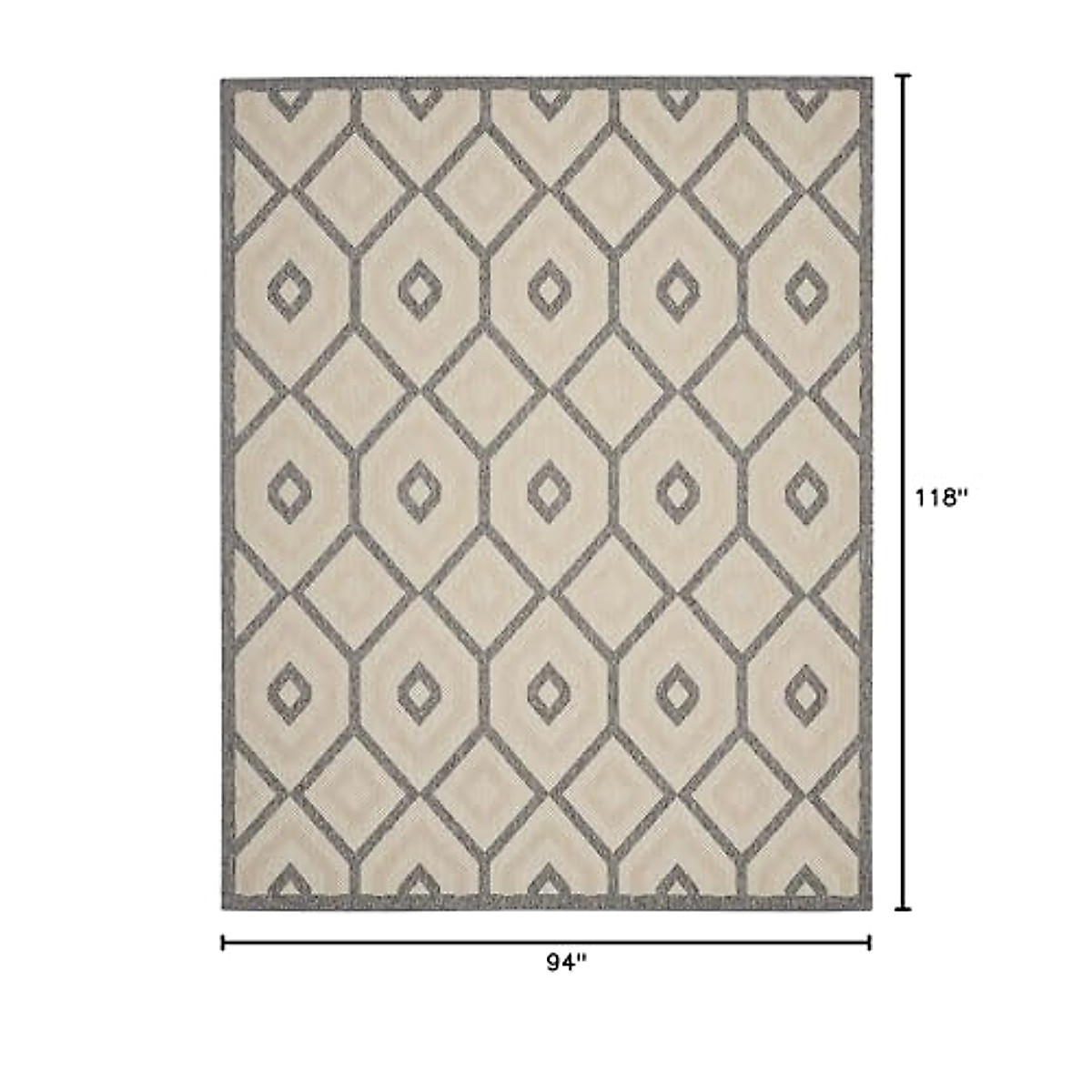 Nourison Palamos Indoor/Outdoor Cream 7'10" x 9'10" Area Rug, Easy-Cleaning, Non Shedding, Bed Room, Living Room, Dining Room, Backyard, Deck, Patio (8x10)