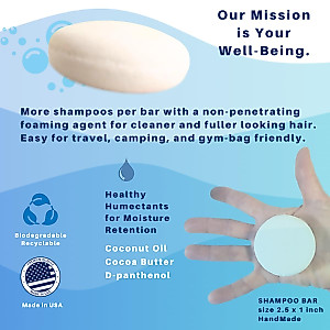 Spiraleaf Whiff Shampoo Bars, x2 Savings, Unscented: Limited Ingredients, No Scents or Colorings; Concentrated Formula, Made USA