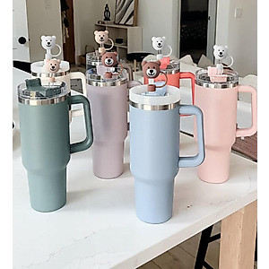 10mm Straw Cover, 3pcs Straw Covers Cap for Stanley Cup 40 oz 30 oz Food Grade Silicone Cute Large Straw Topper Straw Tips Cover Protector Plugs for Stanley Tumblers Cup for Stanley Cup Accessorie