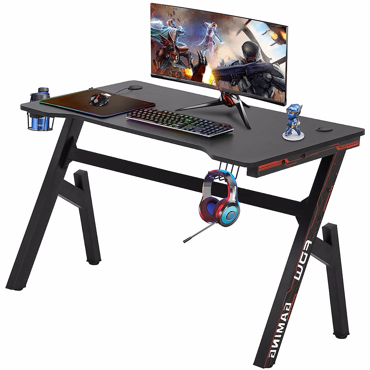 PayLessHere Gaming Desk Z-Shaped More Structure Stable 47" Computer Desk, Ergonomic Racing Style Table for Home Office, Games, Study, Writing