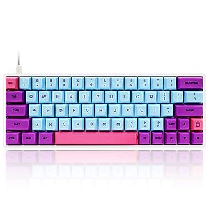 SK64 60% Mechanical Gaming Keyboard, 61 Keys Multi Color RGB Illuminated LED Backlit Wired Programmable With PBT Heat Sublimation Keycaps for PC/Mac Gamer (Joker Limited Edition, Gateron Optical Blue)