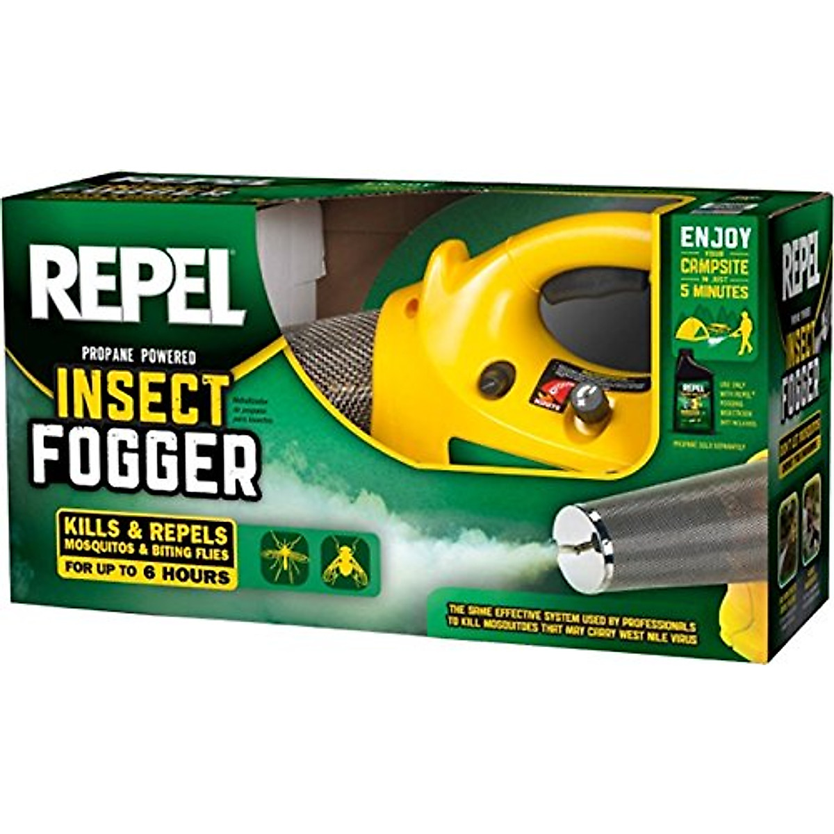 Repel 190397 Propane Insect Fogger for Mosquitoes, Flies, and Flying Insects in Your Campsite or Yard, 40 oz., Yellow
